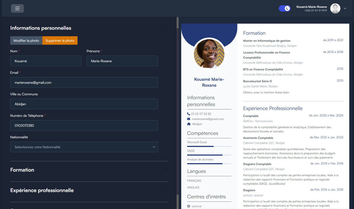 CV Facile | Faire votre CV professionnel en 5 minutes.